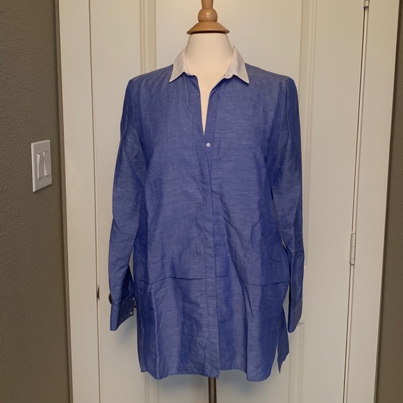 Zara | Tops | Zara Basic Long Tunic Button Down With Pockets | Poshmark